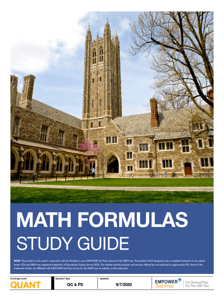 EMPOWER Test Prep Math Formulas Guide For The GRE Test | PDF | Graduate ...