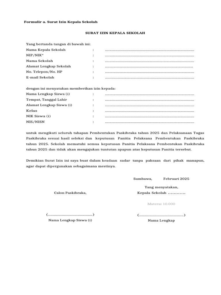 Formulir Capas 2025 | PDF