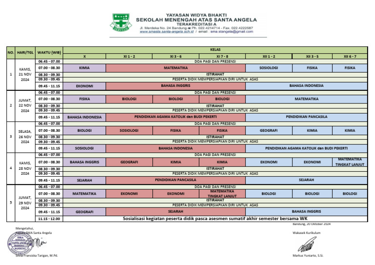 Jadwal Asas Ganjil 2024-2025 | PDF