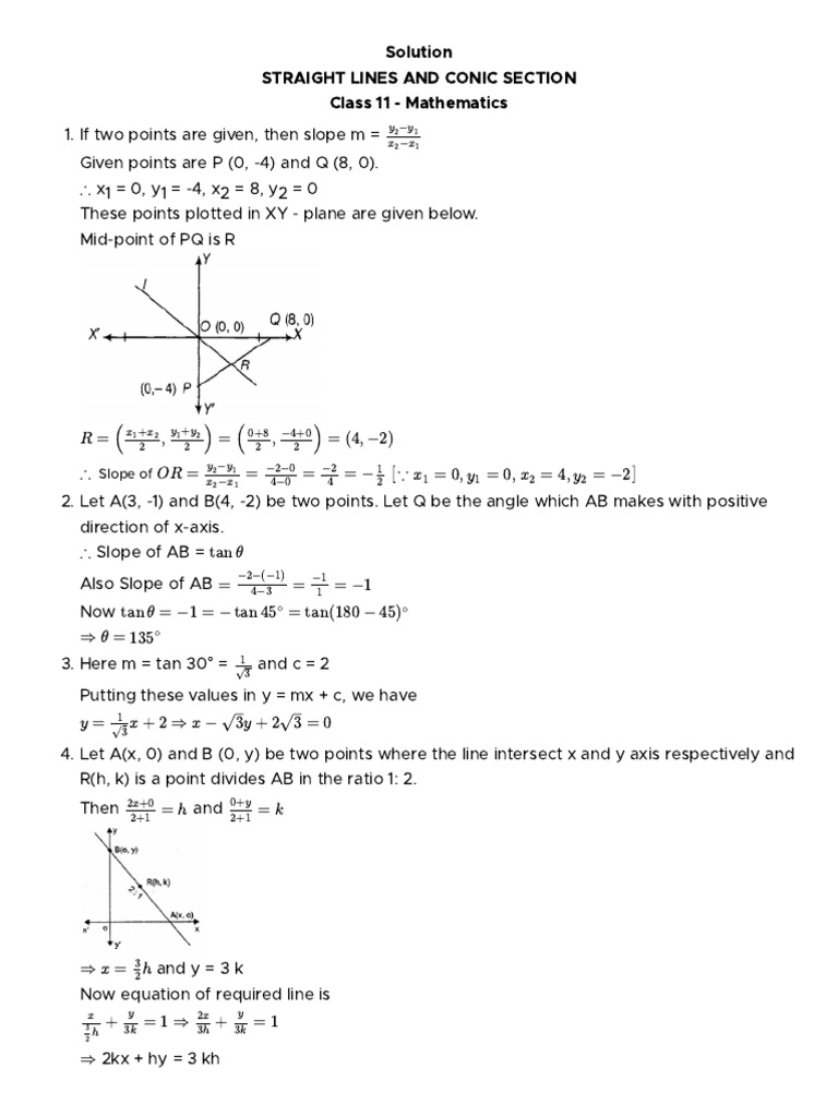 Class 11 Math: Lines & Conics | PDF | Ellipse | Classical Geometry