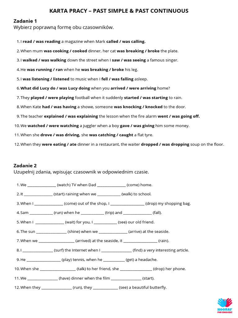 Past Simple and Continuous Exercises | PDF