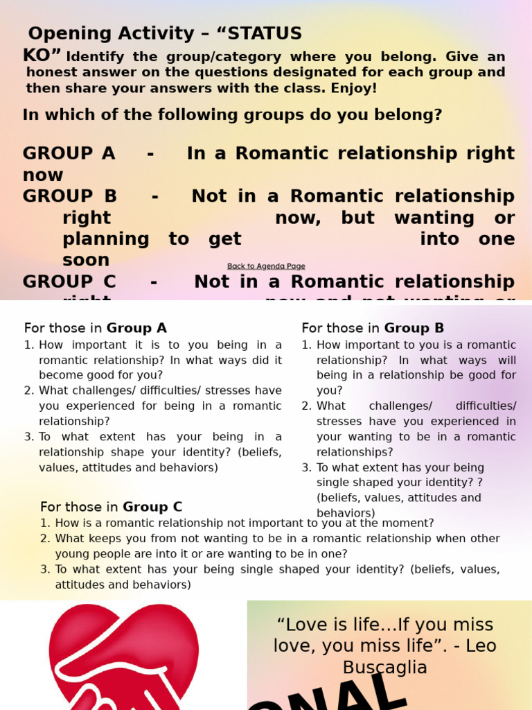 Week 13 Personal Relationship | PDF | Adolescence | Love