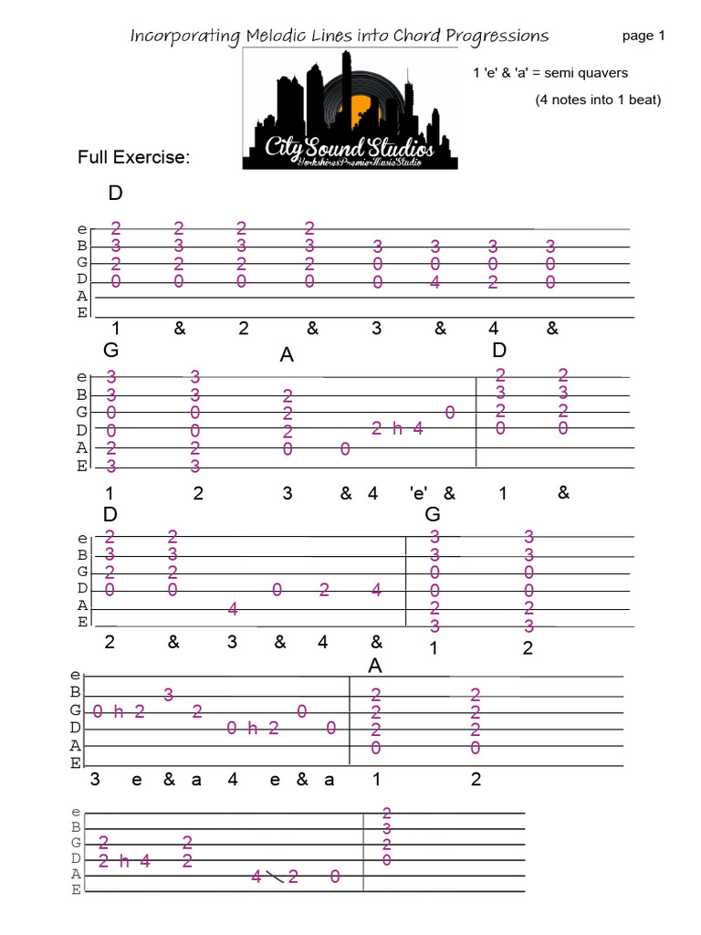 Incorporating Melodic Lines Into Chord Progressions - Full Exercise ...