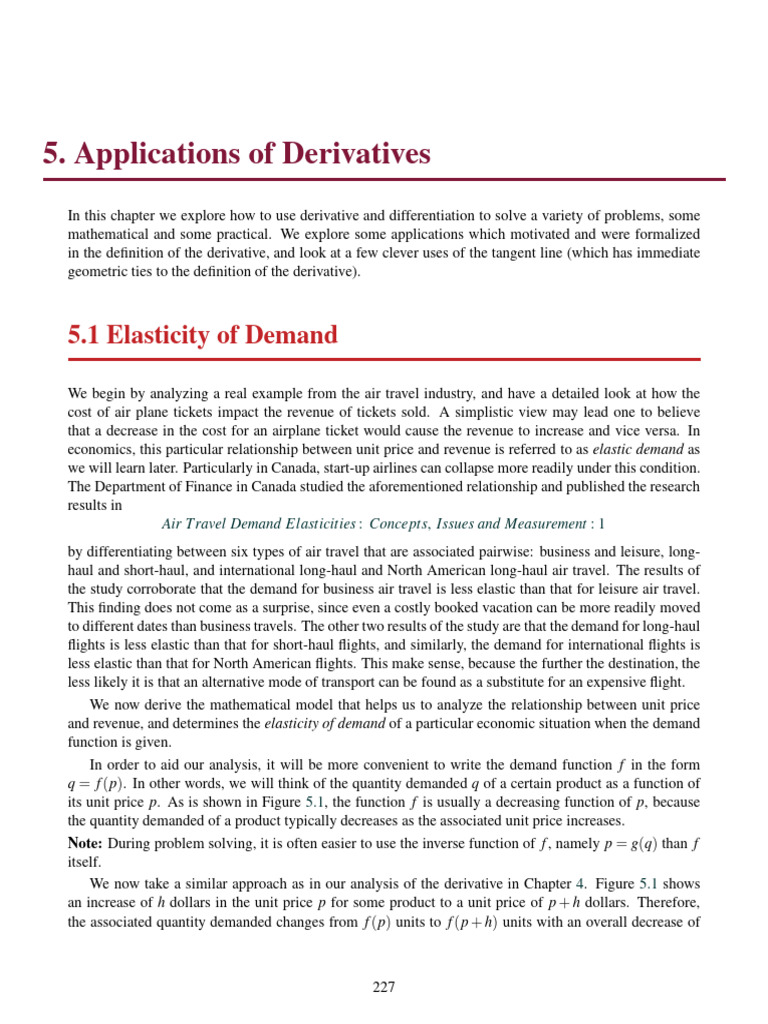 MATH157 Course Notes Chapter 5 | PDF | Demand | Price Elasticity Of Demand