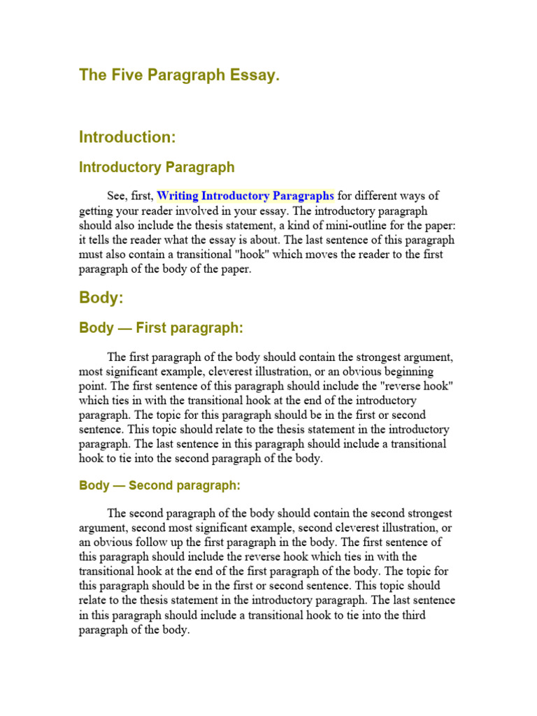 Mastering the Five Paragraph Essay | PDF | Essays