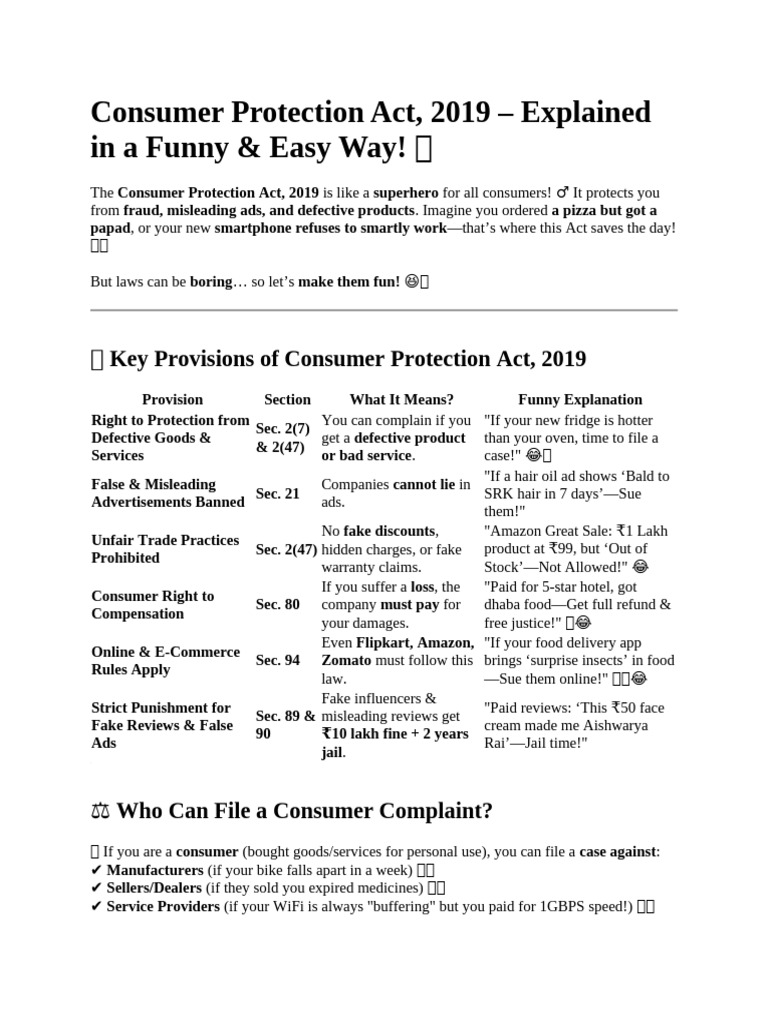 Consumer Protection Act 2019 Simplified | PDF | Consumer Protection