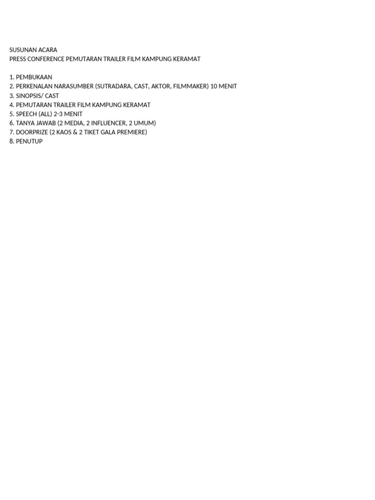 Press Conference Trailer Film Kampung Keramat | PDF