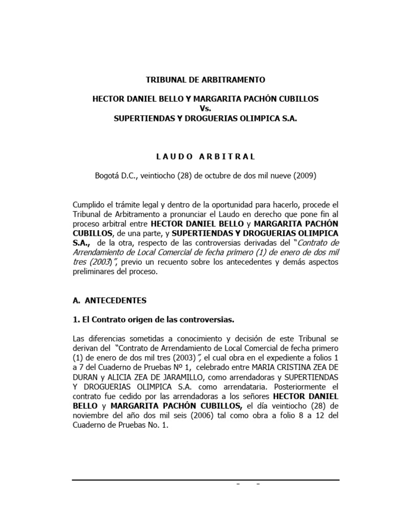 1440 Hector Daniel Bello Vs Olimpica 28 10 09 | PDF | Desalojo | Propiedad