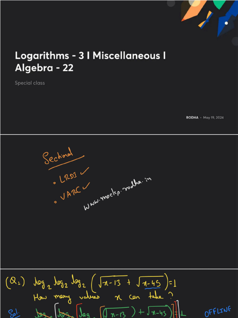 Logarithms 3 I Miscellaneous I Algebra 22 With Anno | PDF