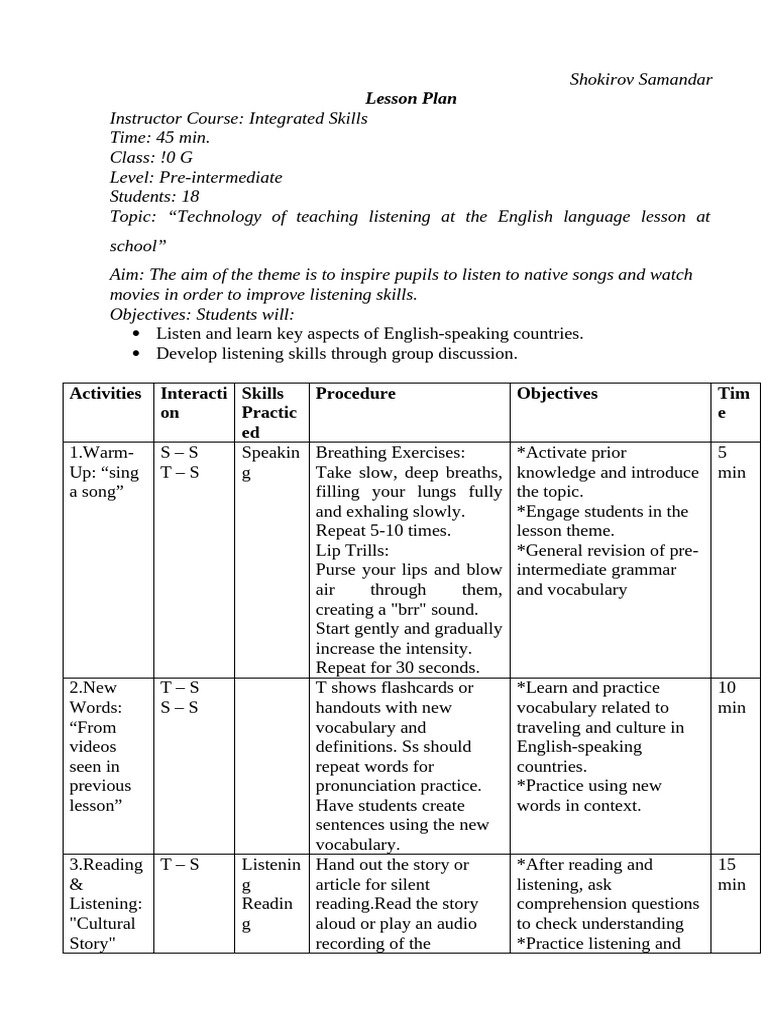 Lesson Plan | PDF | Reading Comprehension | Vocabulary