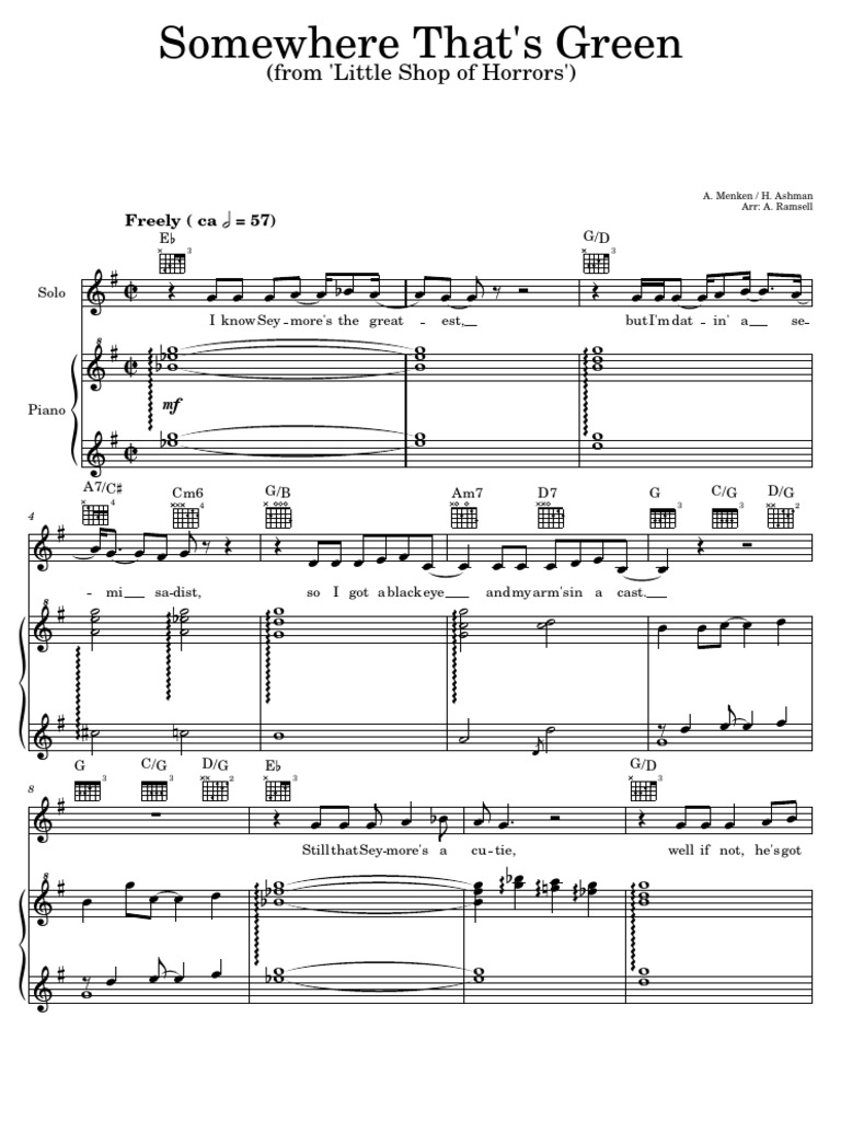 Somewhere That's Green - Little Shop of Horrors | PDF