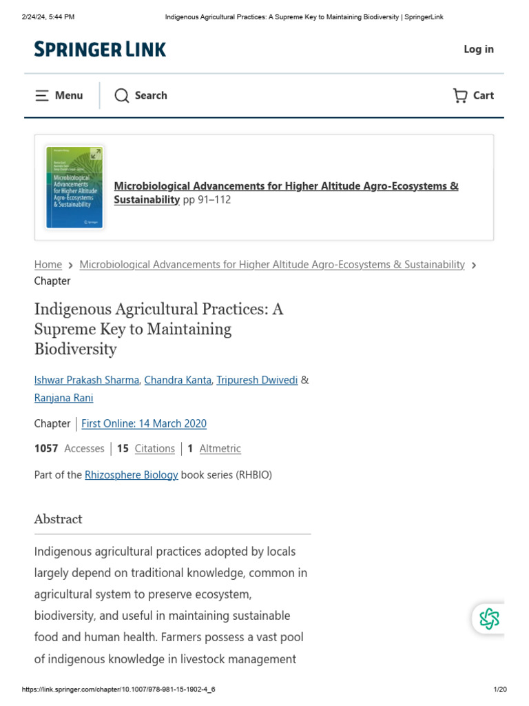 Indigenous Farming for Biodiversity | PDF | Agriculture | Conservation ...