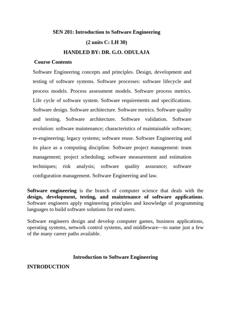 Software Engineering - An Introduction.. | PDF | Software Development ...