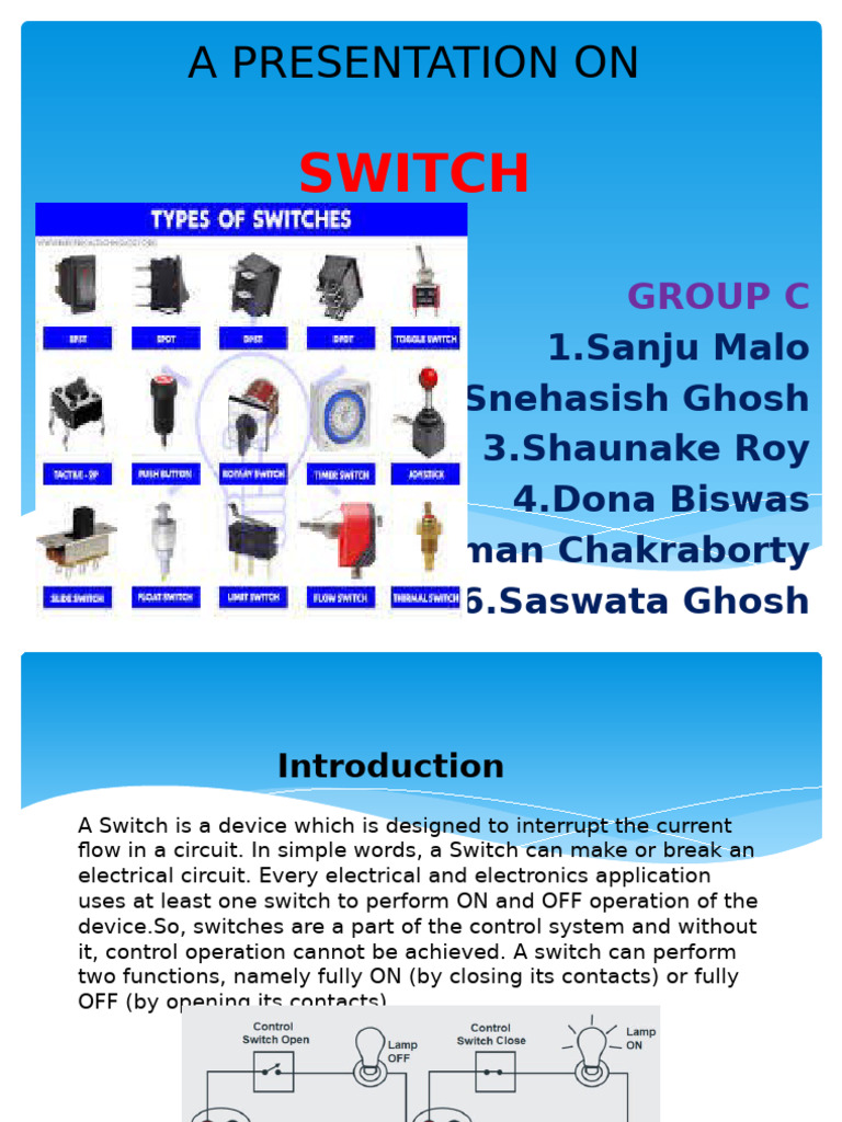 A Presentation On Switch Group C | PDF | Switch | Electrical Components