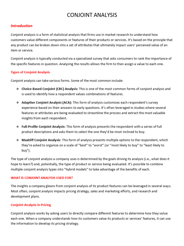Conjoint Analysis | PDF | Marketing | Pricing