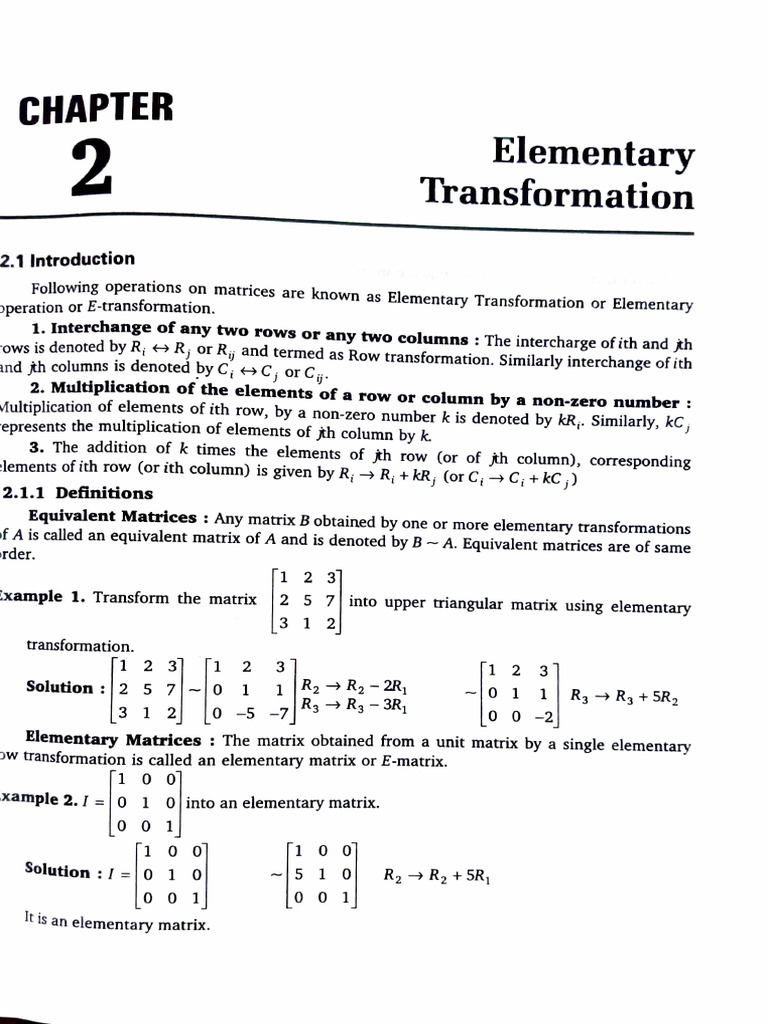 Elementary Transformation | PDF | Matrix (Mathematics) | Mathematical Physics
