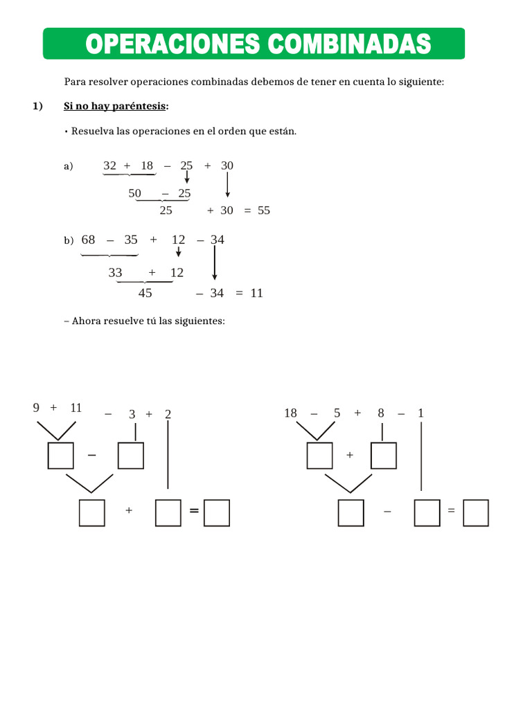 Operaciones Combinadas Básicas | PDF