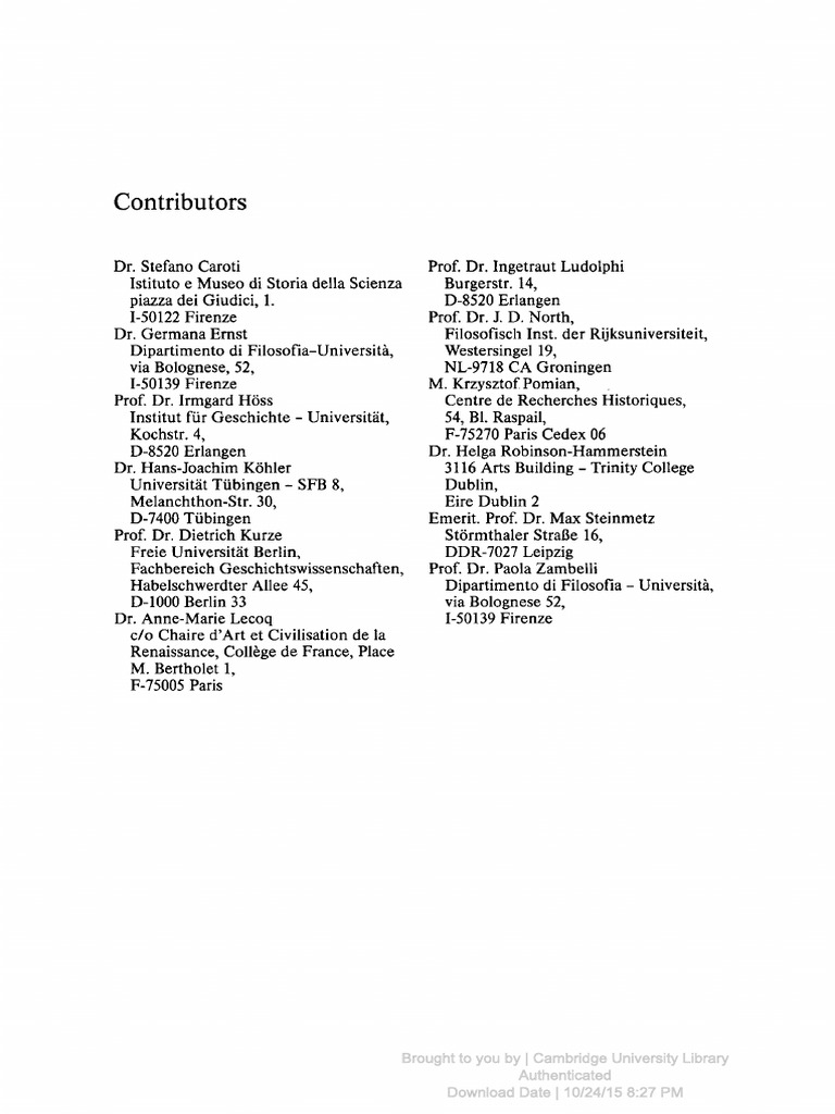 Contributors: Brought To You by - Cambridge University Library ...