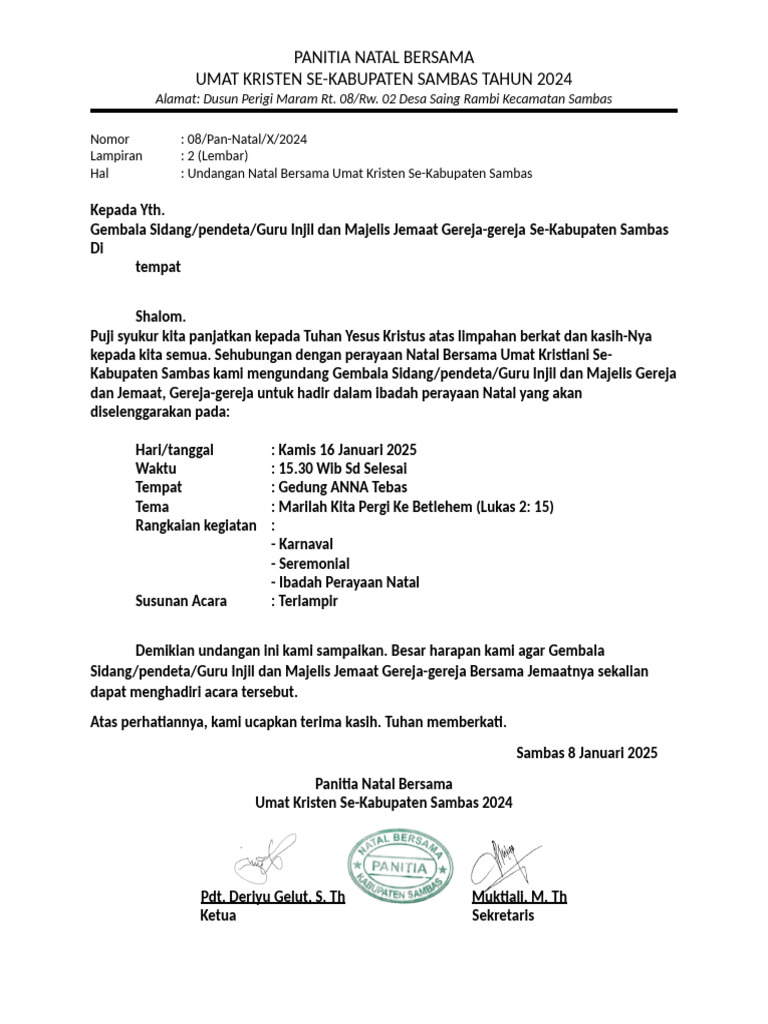 Rundown Acara Natal Yang Fix | PDF