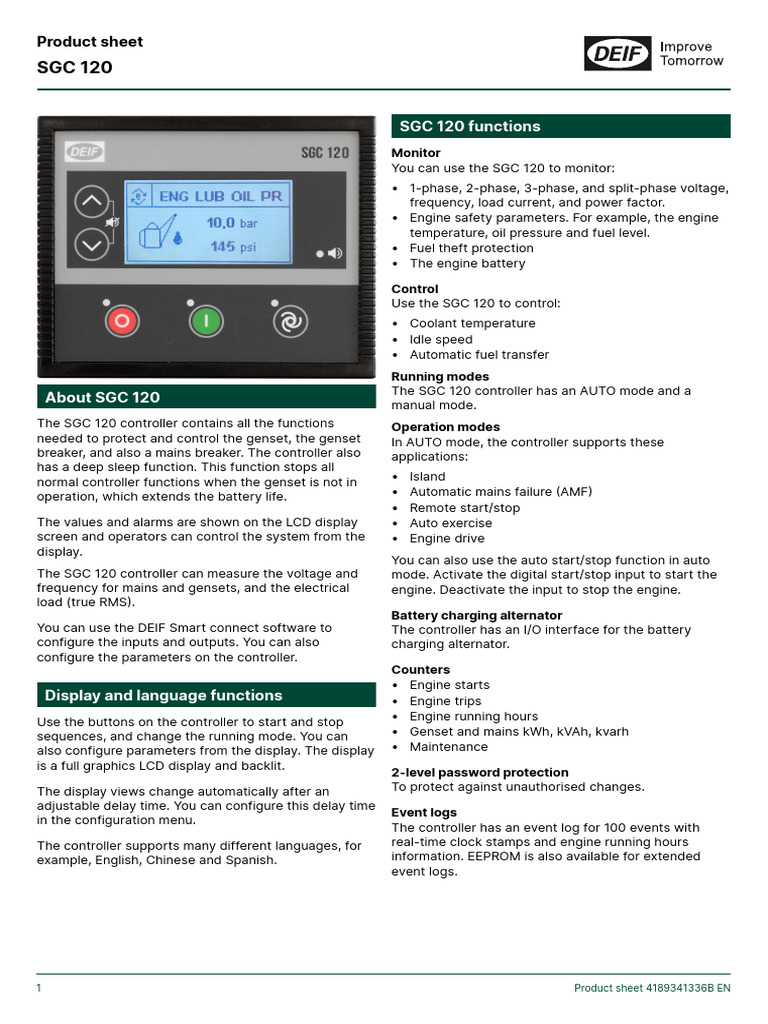 SGC 120 Product Sheet 4189341336 Uk | PDF | Mains Electricity ...