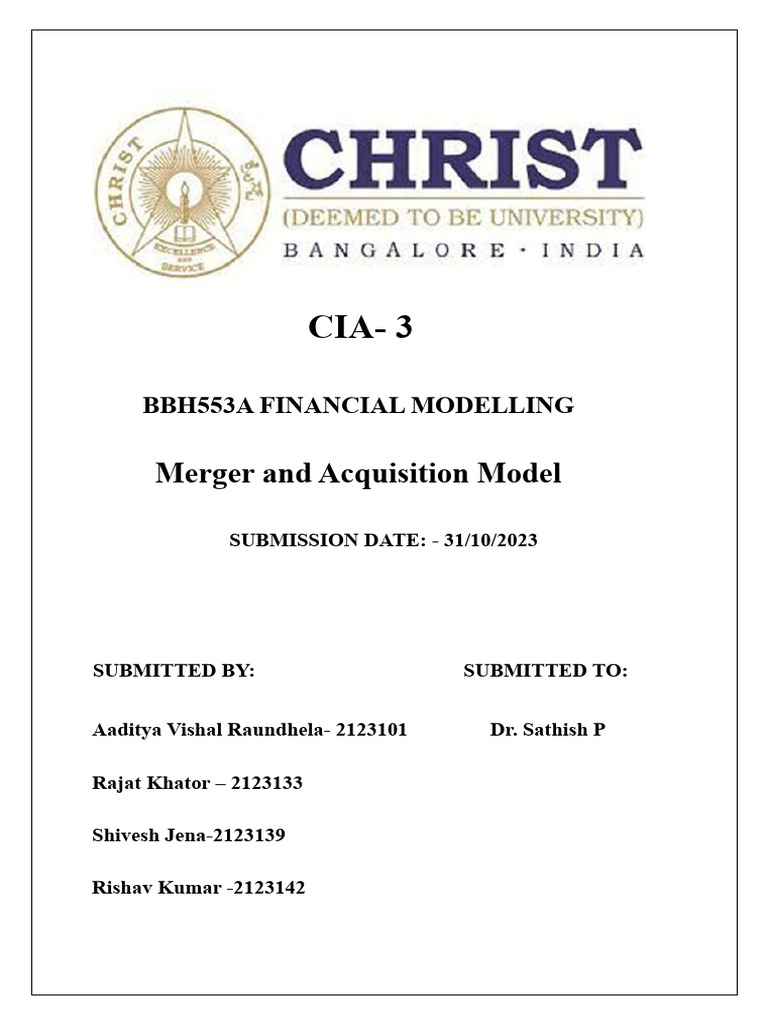 FM CIA 3 | PDF | Mergers And Acquisitions | Discounted Cash Flow