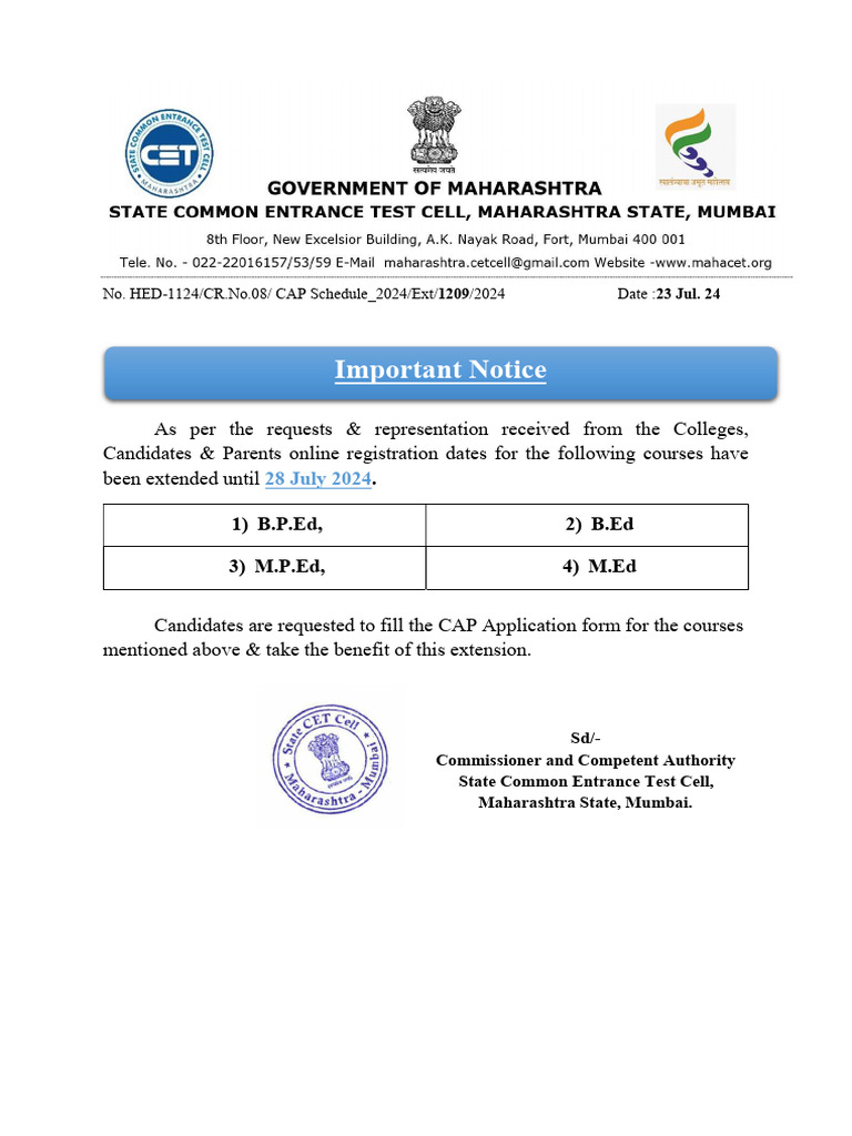 CAP Registration Extension Notice 2024 | PDF