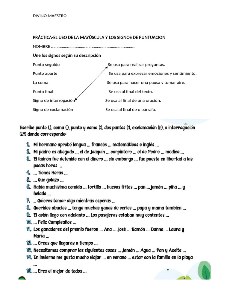 EL USO DE MAYÚSCULA Y LOS SIGNOS DE PUNTUACION | PDF
