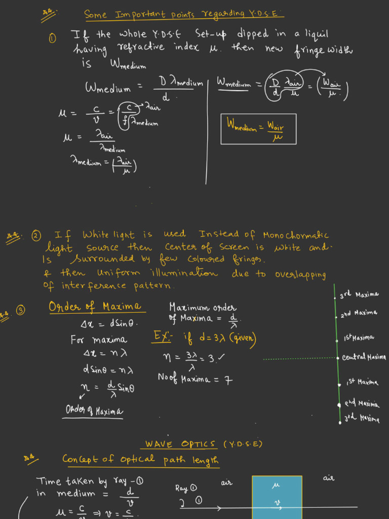 Wave Optics - L-02 (Class Notes) - YDSE-2 | PDF