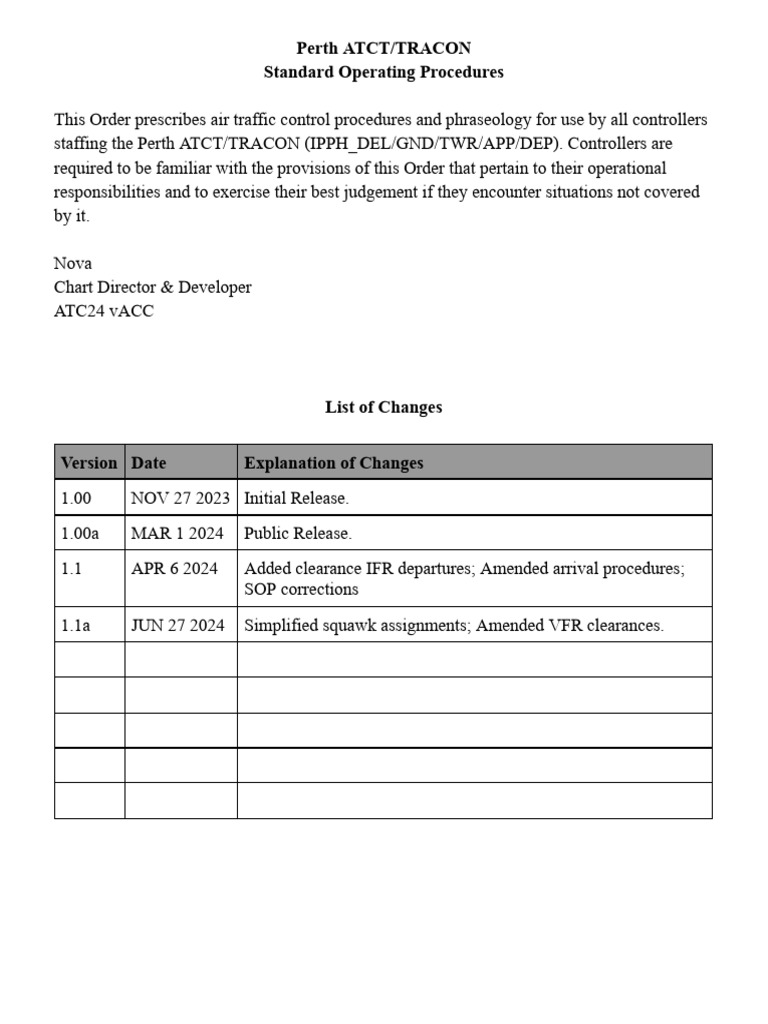 Perth ATC Procedures Guide | PDF | Air Traffic Control | Instrument Flight Rules