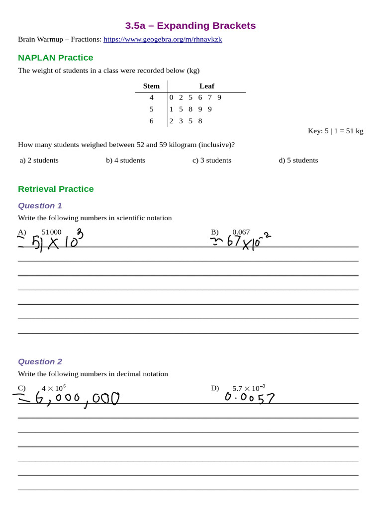 3.5a+-+Expanding+Brackets-1 2 | PDF | Arithmetic | Mathematics