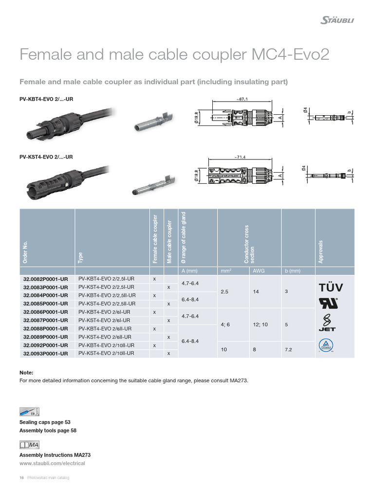 Mc4-Evo2 Plug PV - KST 4 - 6ii - Datasheet - en | PDF | Electrical Connector | Electrical ...