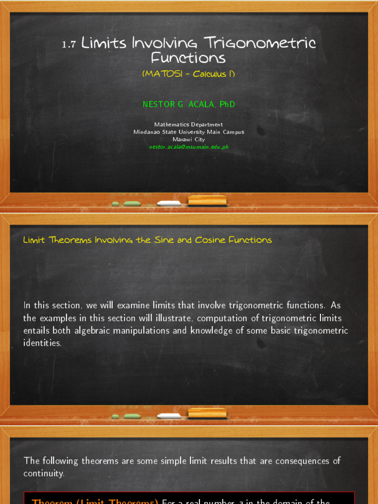 1.7 Limits Involving Trigonometric Functions | PDF | Trigonometric Functions | Algebra