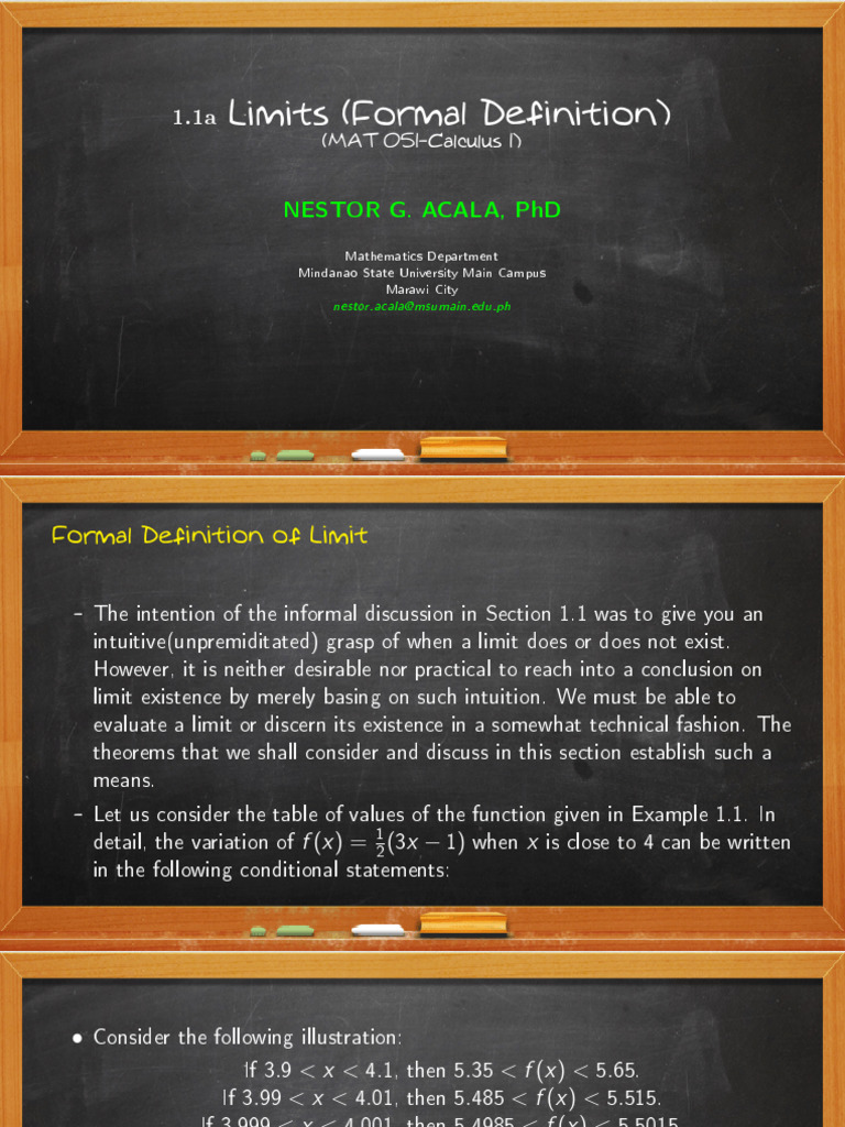 1.1a Formal Definition of A Limit | PDF | Mathematical Analysis | Logic