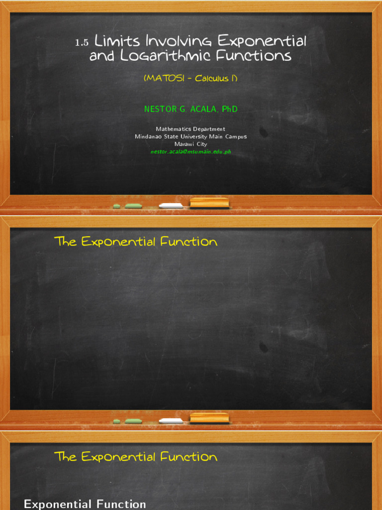1 6 Limits Involving Exponential And Logarithmic Functions Pdf