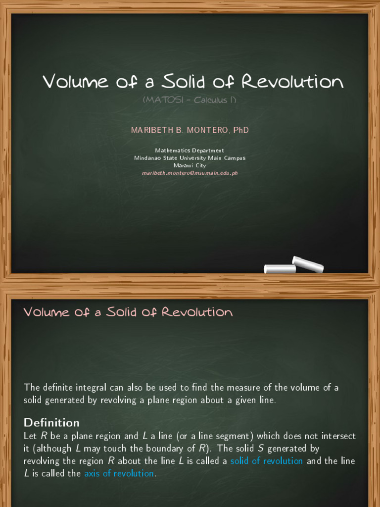 Volume of Solids of Revolution Methods | PDF | Integral | Mathematical ...