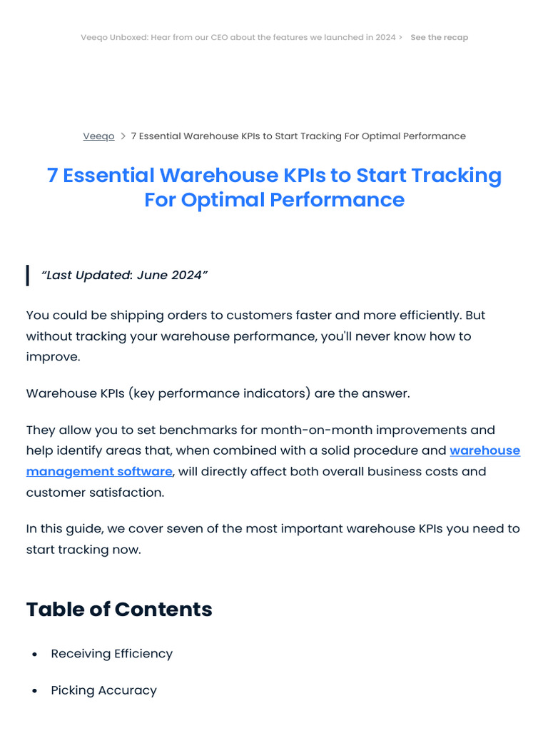 7 Warehouse KPIs You Need To Start Tracking in 2024 | PDF | Inventory | Performance Indicator