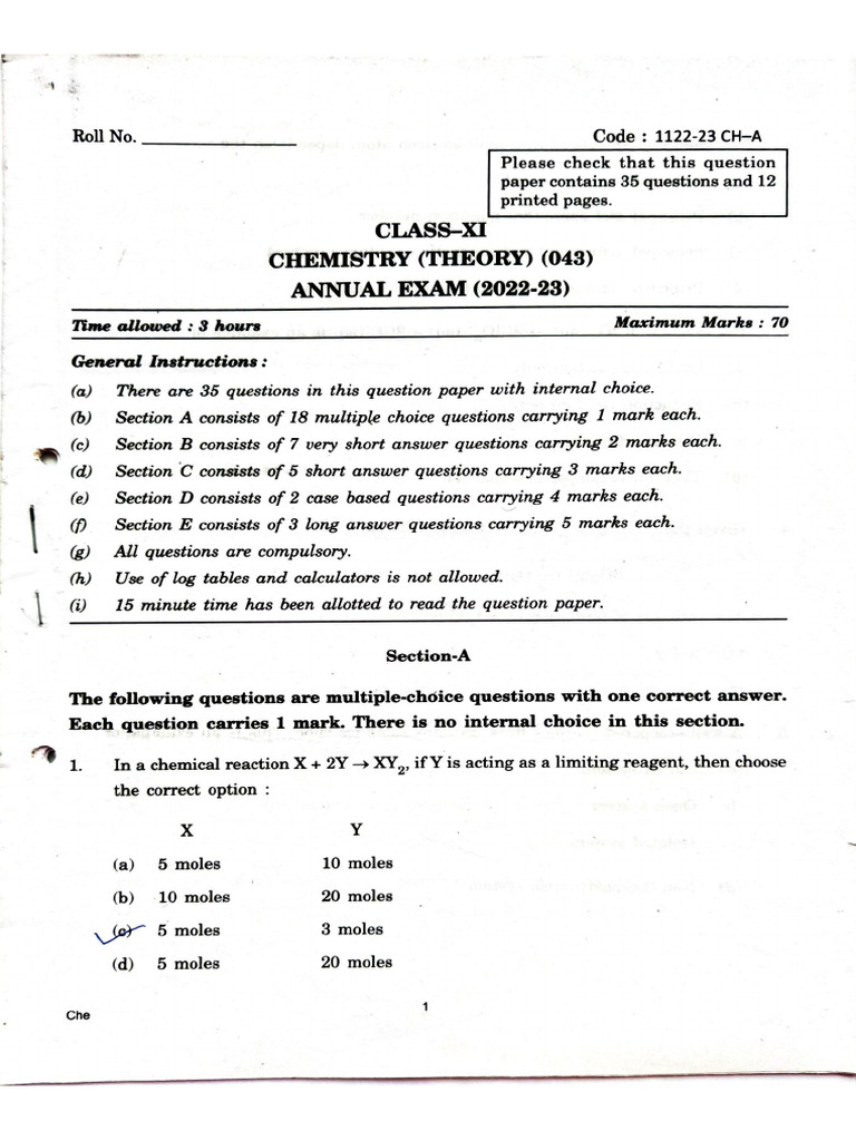 Sample Paper - 1 | PDF