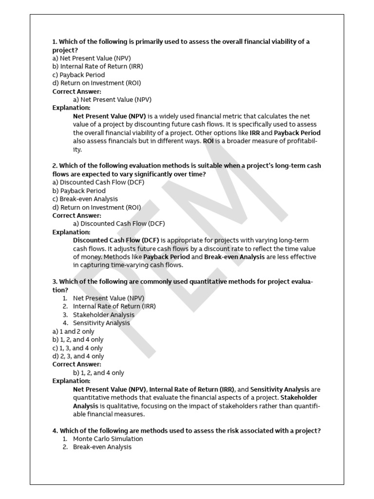 Project Evaluation Methods and ROI | PDF | Net Present Value | Internal ...