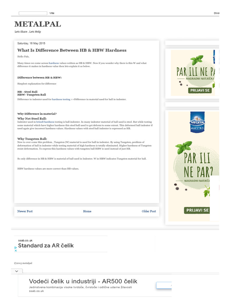 HB vs HBW Hardness Explained | PDF
