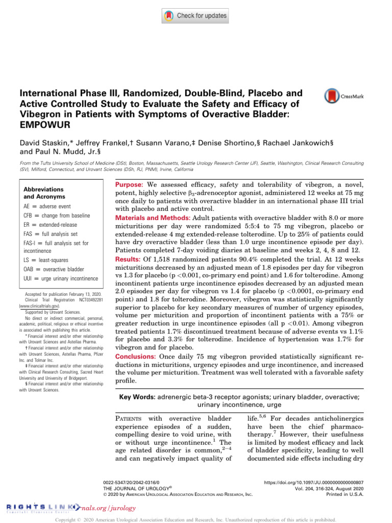 Staskin Et Al 2020 International Phase III Randomized Double Blind Placebo and Active Controlled ...