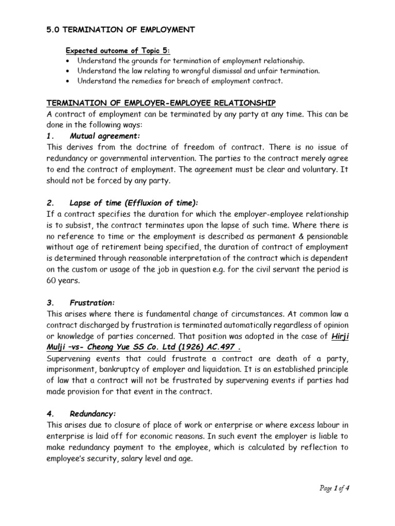 Grounds for Employment Termination | PDF | Employment | Damages