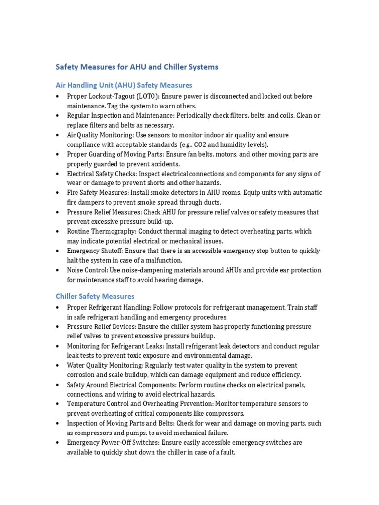 AHU Chiller Safety Measurements | PDF | Safety | Equipment