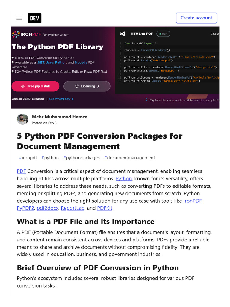 Top 5 Python PDF Conversion Libraries | PDF | Software Engineering | Information Technology