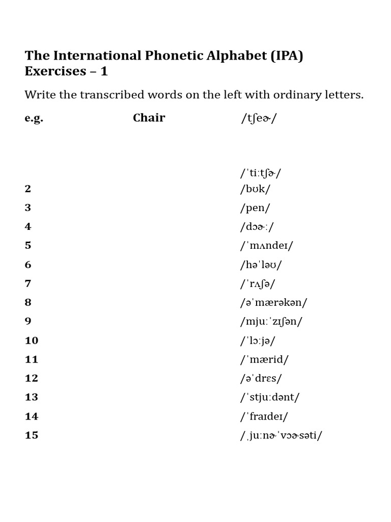 Ipa Translation Exercises 1.Doc | PDF