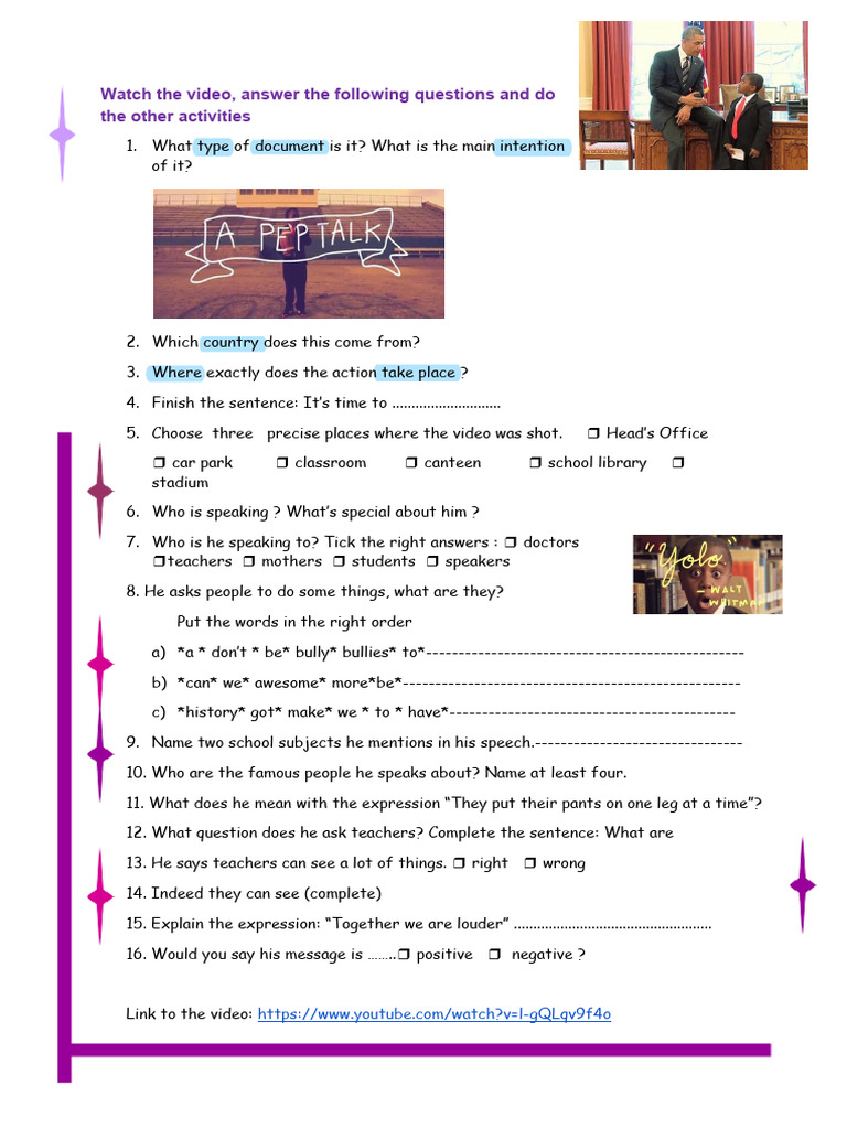 Copia Buena Pep Talk Kid President | PDF | Human Communication ...