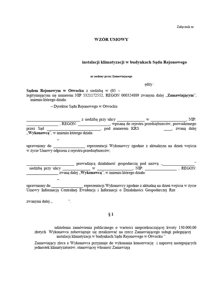 Załąćznik NR 4 - Wzór Umowy | PDF