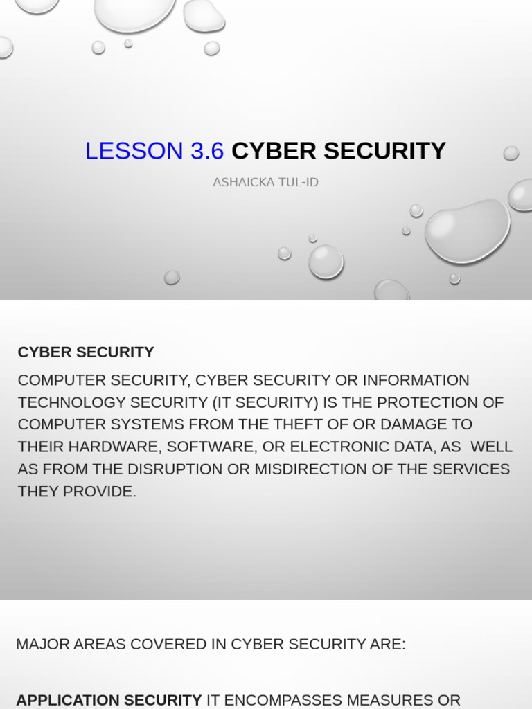 Lesson 3.6 Cyber Security | PDF | Malware | Security