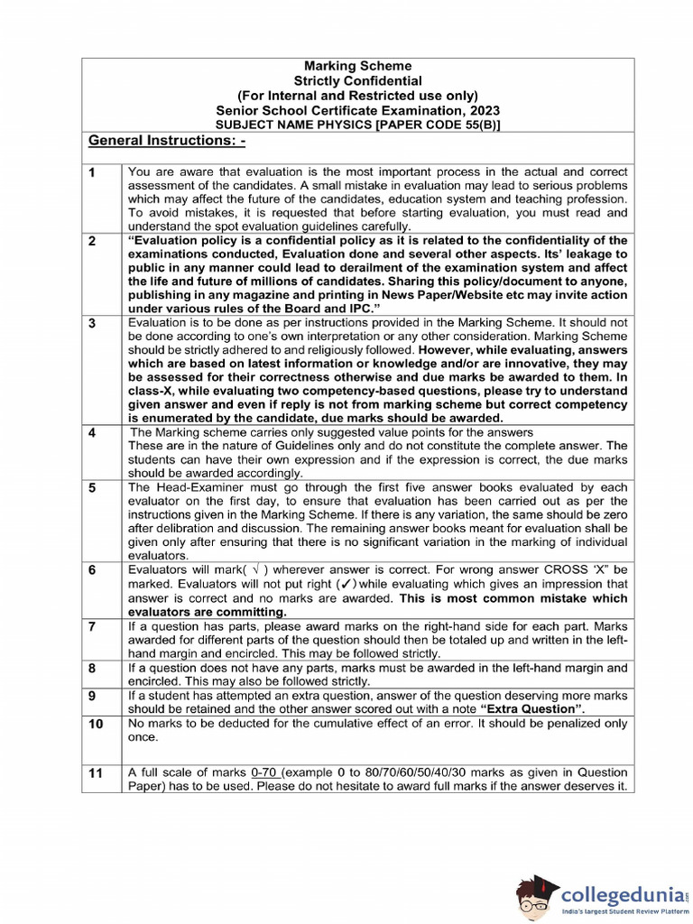 CBSE Class 12 Physics Answer Key 2023 Set 5 55 B | PDF