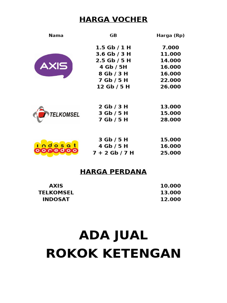 Harga Vocher | PDF