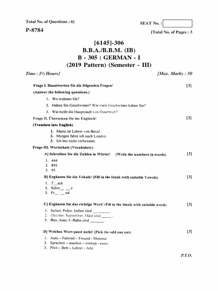 German Paper 1 | PDF